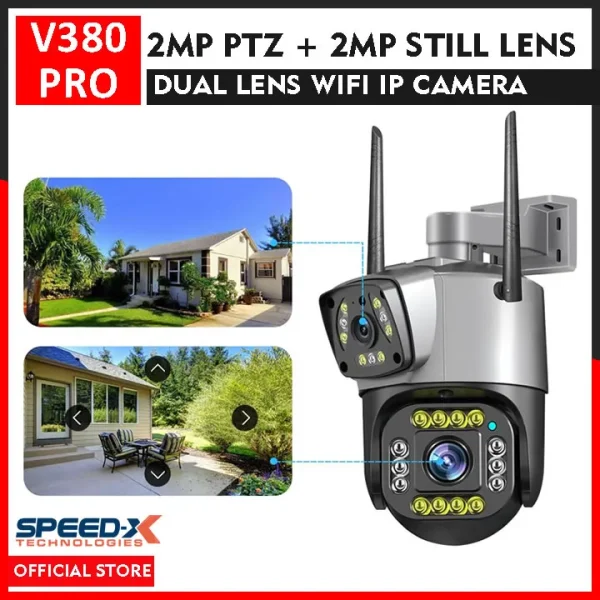 Speed-X IP Camera Wifi Wireless 2mp + 2mp HD Dual Lens PTZ + Still CCTV ...